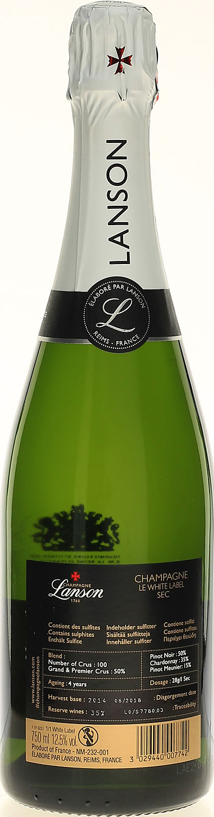 Lanson Champagner White Label Brut Sec Dry 0,75 Liter 1