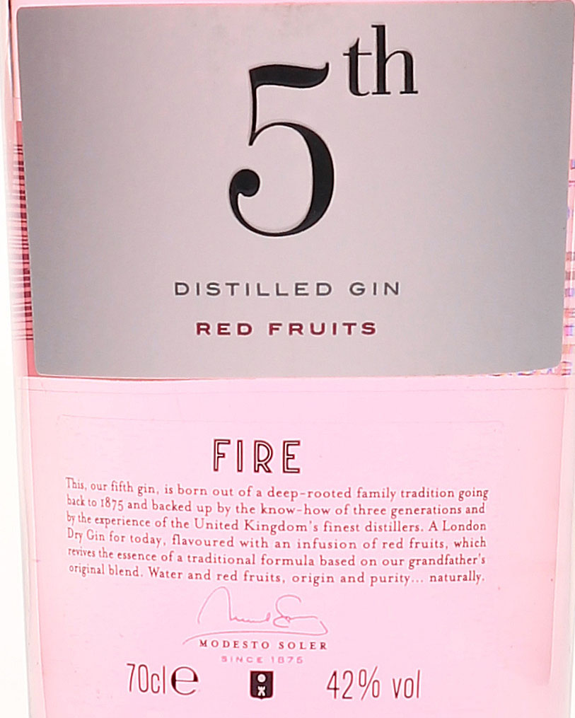 5th Fire Pink Gin, fruchtiger Gin aus Spanien