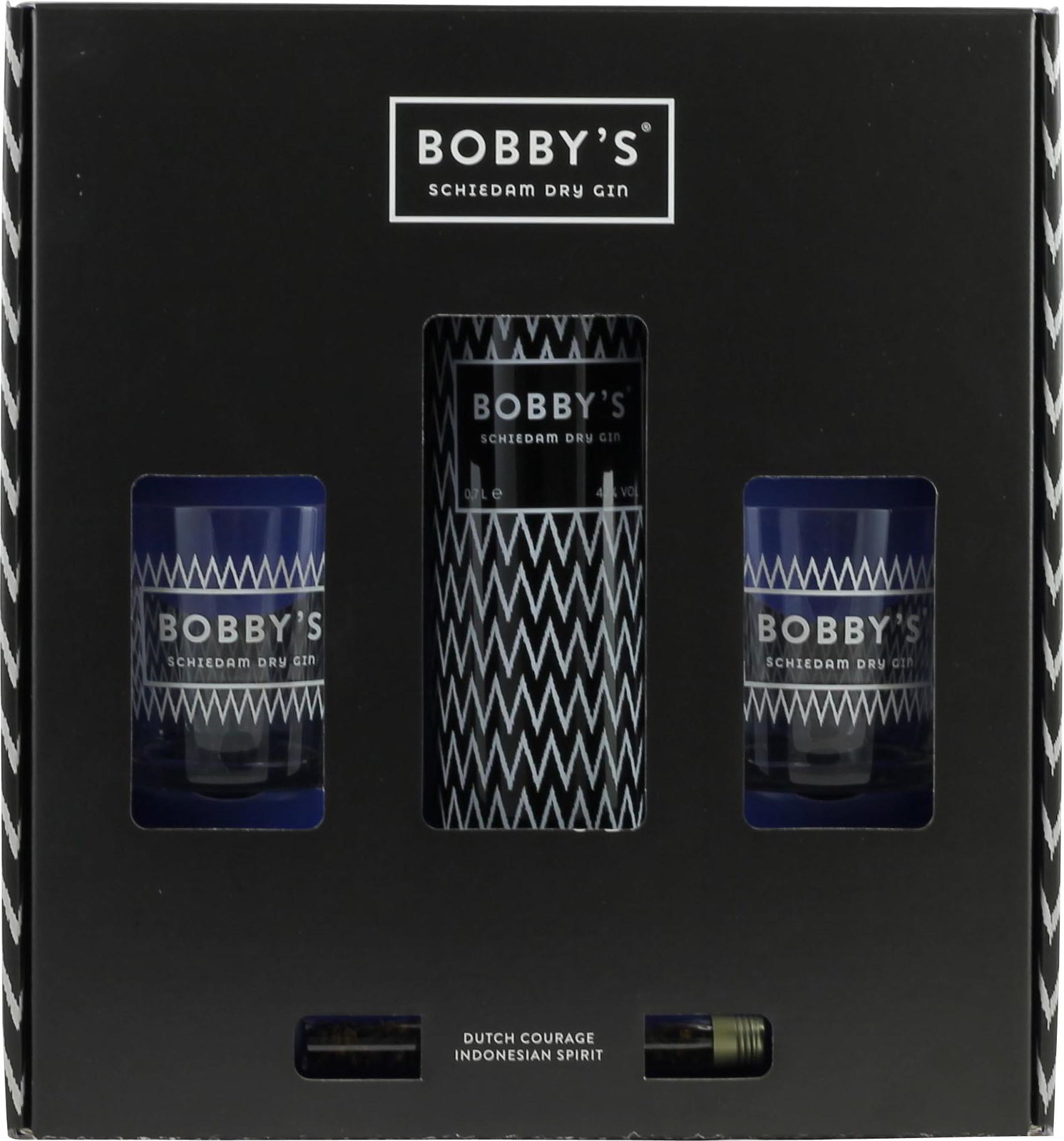 Bobbys Gin 0,7l 42% Geschenkset mit 2 Gläsern & Botanic