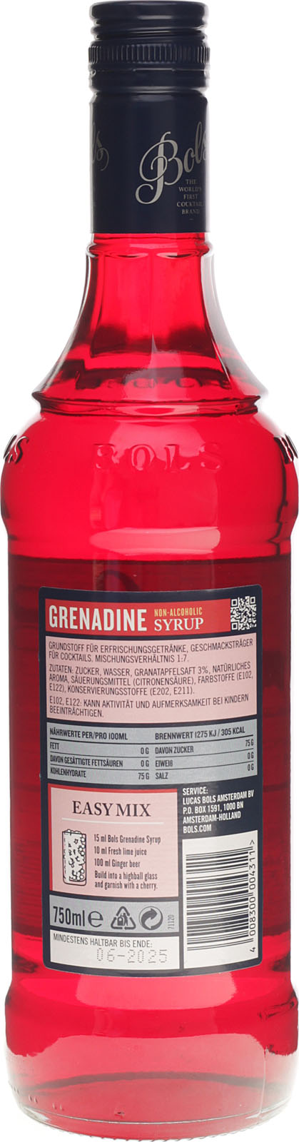 Bols Grenadine Sirup 0,75 Liter im Shop kaufen.