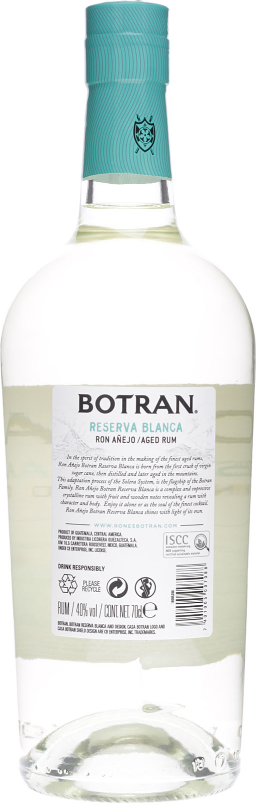 Botran Reserva Blanca Rum 0,7 Liter 40% Vol.