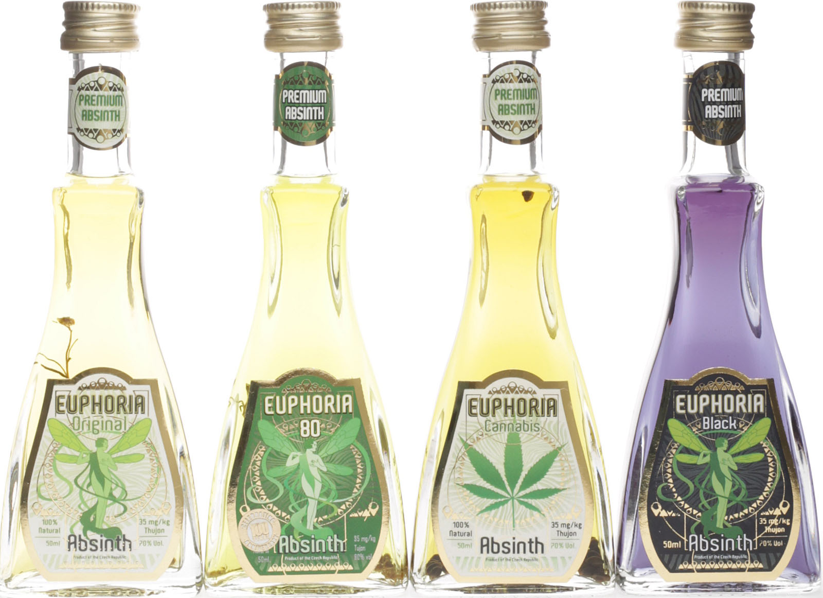 Euphoria Absinth Miniset 4x 0,05 Liter 72,5 % Vol. im S