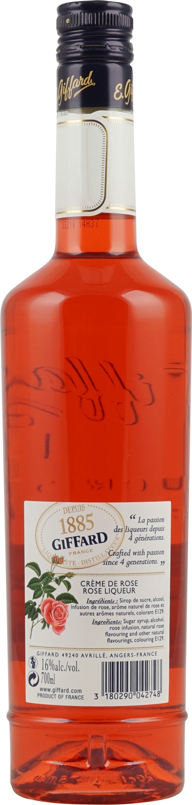 Giffard Crème de Rose 0,7 Liter 16% Vol.