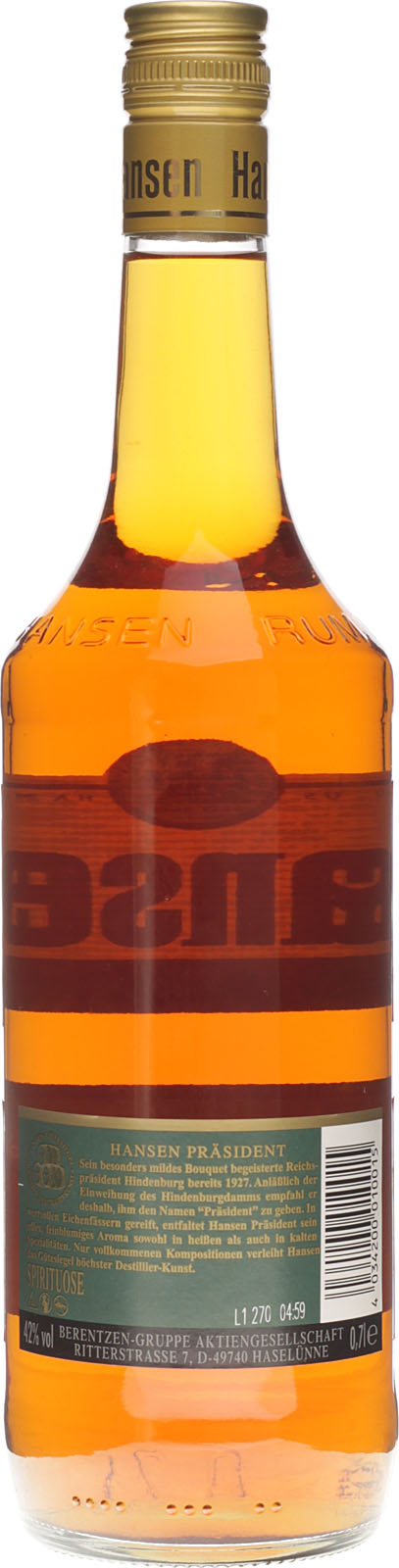 Hansen Präsident, ideal für Grog