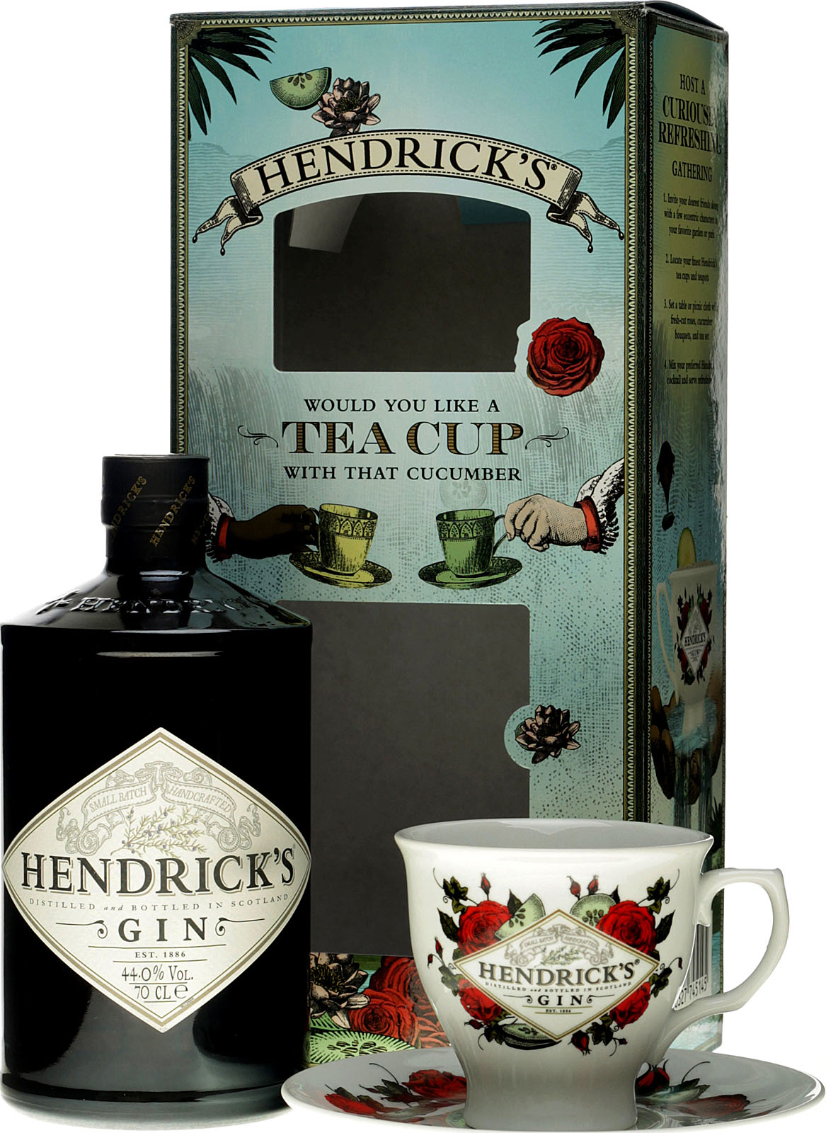 Hendricks Gin Set mit Teetasse und Untertasse im Shop