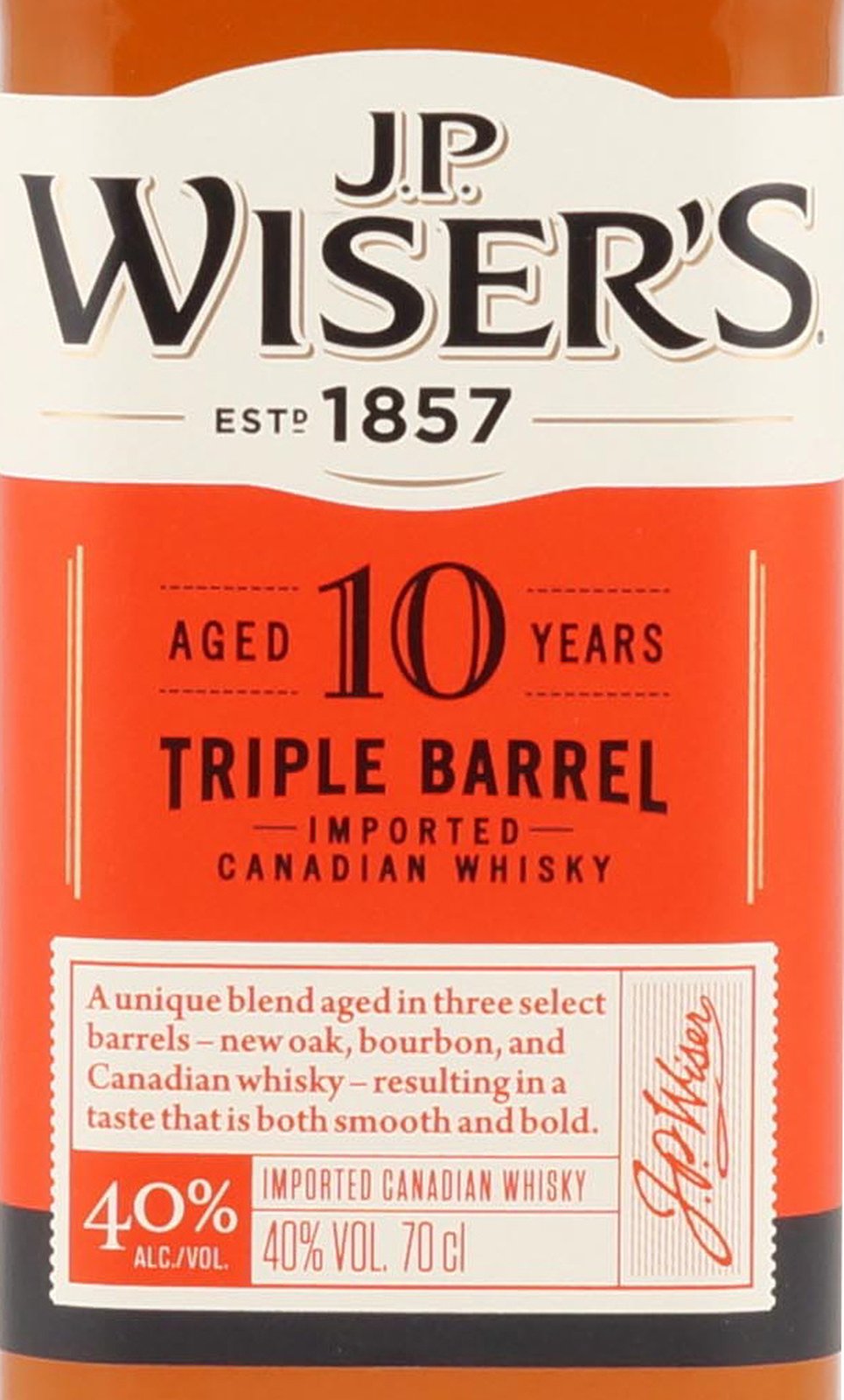 J.P. Wiser´s Triple Barrel Canadian Whisky (10 Jahre) 0