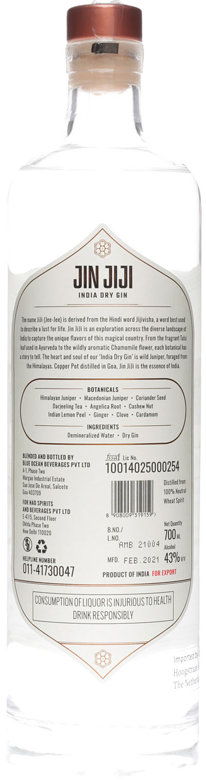 Jin JiJi India Dry Gin 0,7 Liter 43 % Vol. im Shop kauf