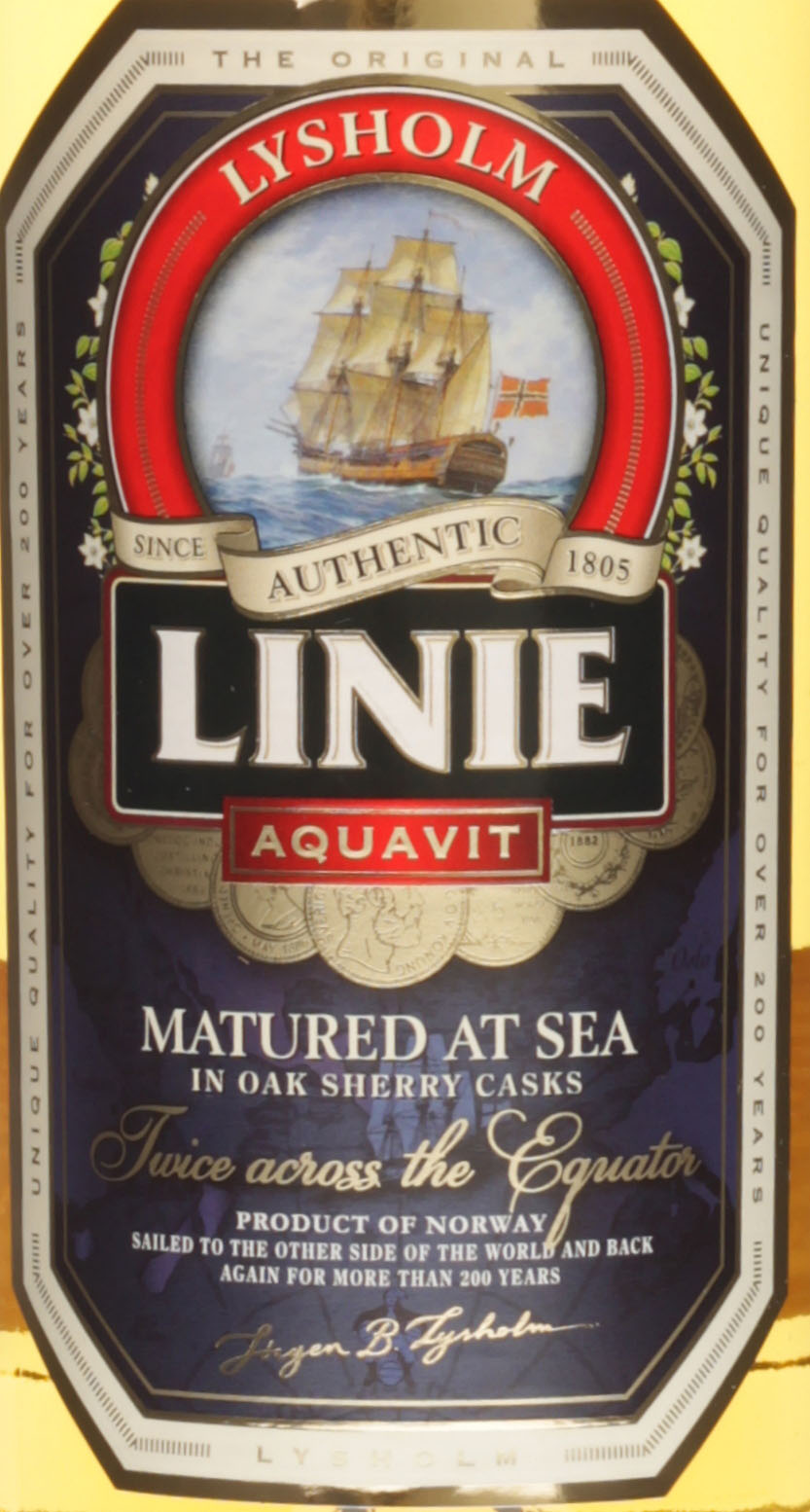 Linie Aquavit 0,7 Liter 41,5 % Vol. Geschenkset mit Gla