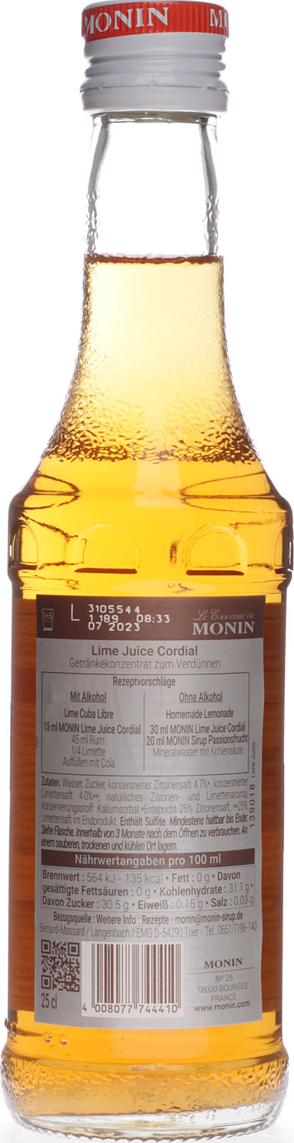 Monin Lime Juice Cordial Mixer Sirup 0,25 Liter kaufen.