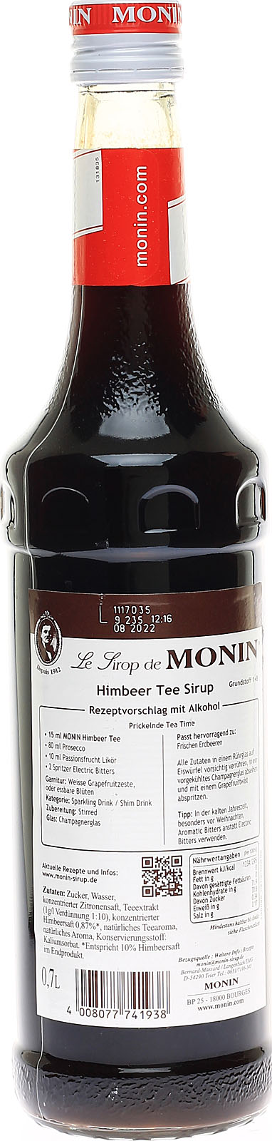 Monin Raspberry Tea (Himbeer Tee) Sirup bei barfish.de