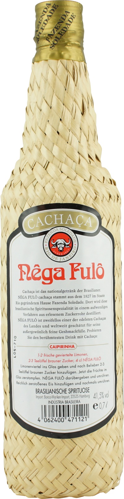 Nêga Fulô Cachaca 0,7 Liter 41% Vol.