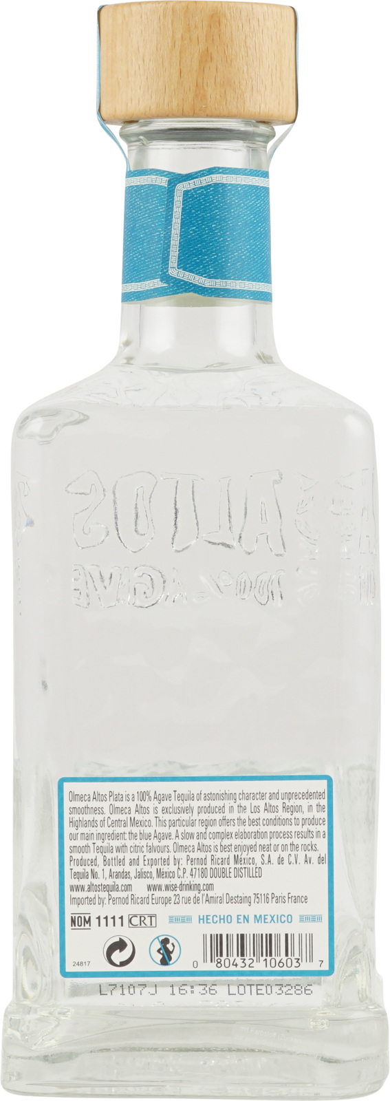 Olmeca Altos Plata Tequila 0,7 Liter 38% Vol.