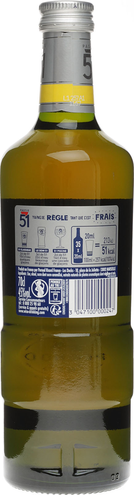 Pastis 51 0,7 Liter 45% Vol. im Shop kaufen.