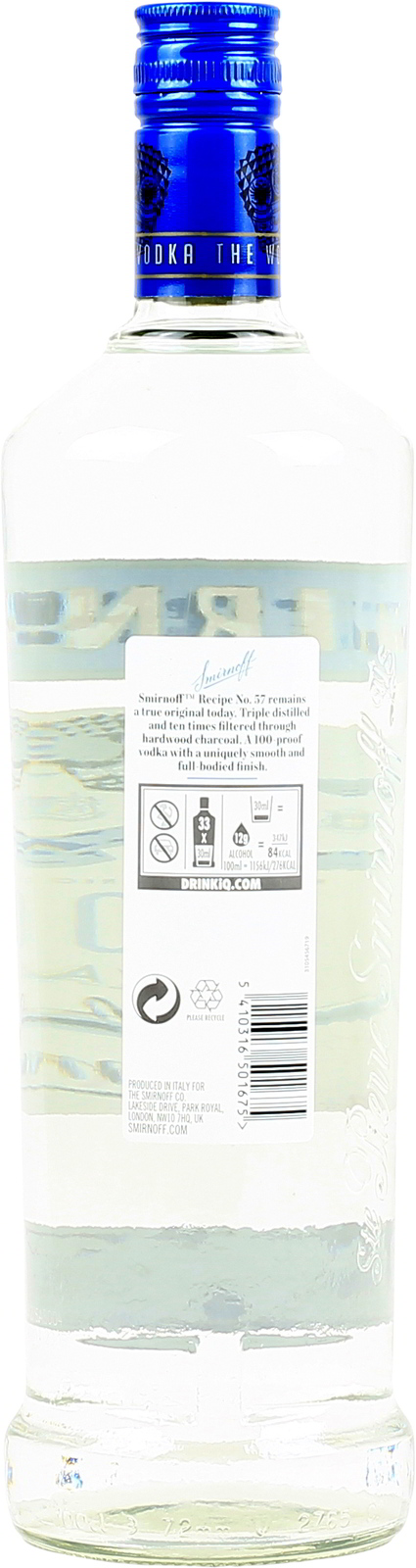 Smirnoff Blue Label No. 57 (Export Strength) Wodka 1 Li