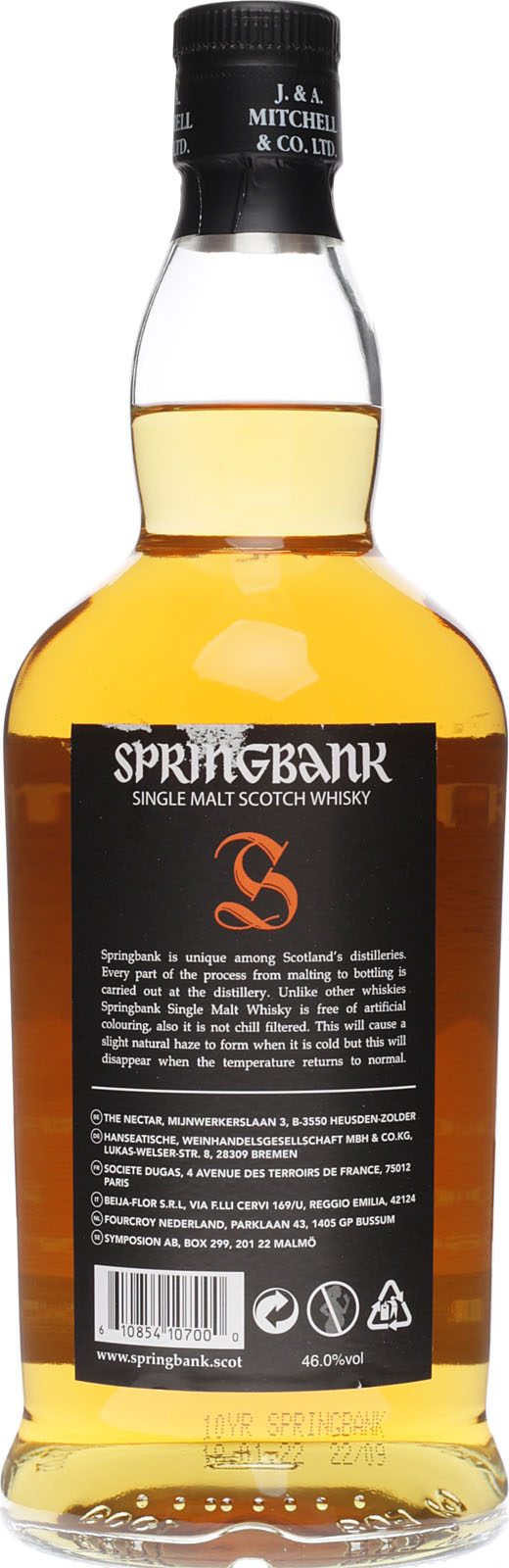 Springbank Single Malt Scotch Whisky (10 Jahre) 0,7 Lit