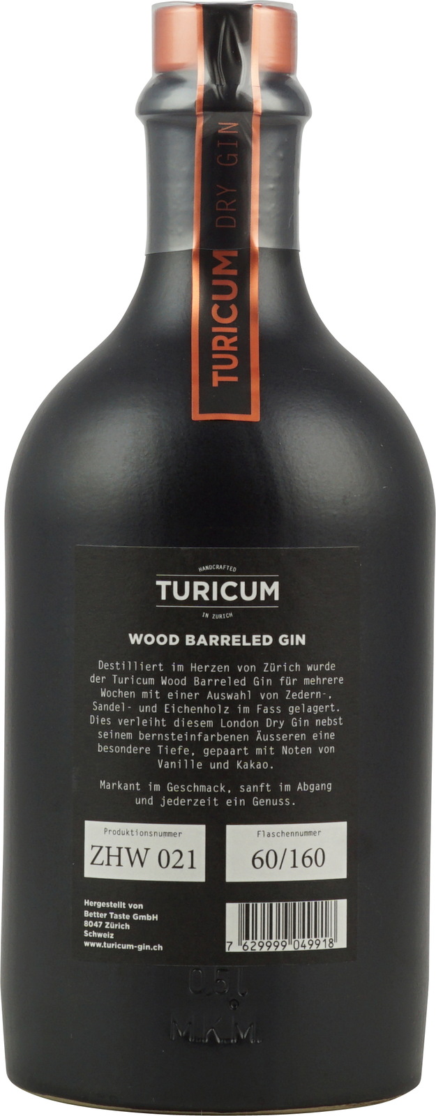 Turicum Wood Barreled Gin, hochwertiger Gin aus der Sch